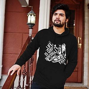 Bang Tidy Clothing Men's Life Is Going Downhill Fast Mountain Biking MTB Bike Hoodie Black L