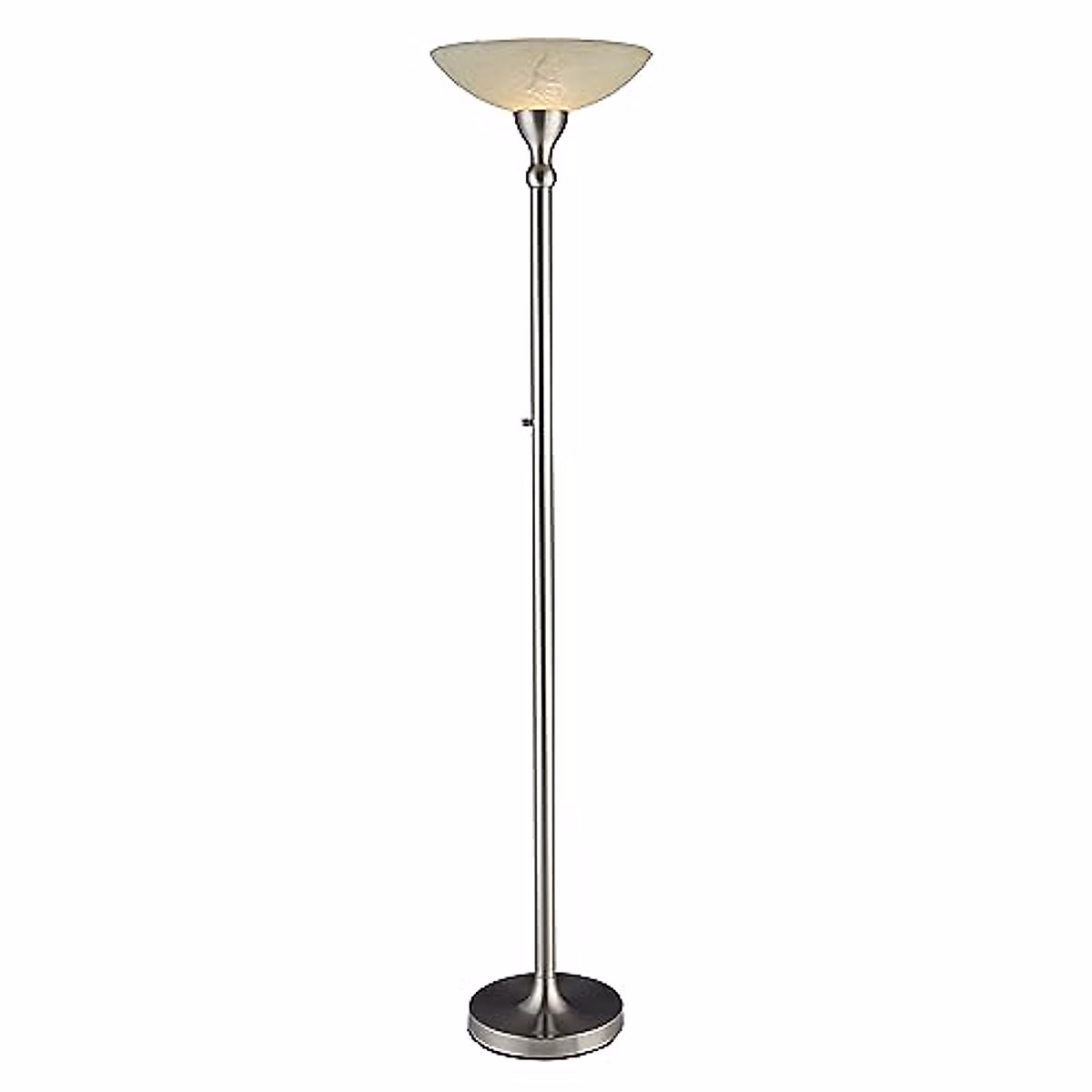 Artiva USA LED Torchiere Floor Lamp with Hand-Painted Alabaster Glass Shade, Dimmer, Satin Nickel