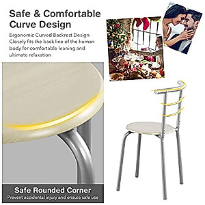 ARLIME 3-Piece Dining Set, Round Kitchen Table w/ 2 Chairs, Steel Frame & Wine Rack, Small Kitchen Table for Apartment, Dining Room, Kitchen, Small Space (Grey)