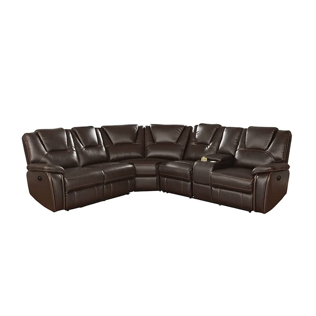 Galaxy Home Furnishings Hong Kong Power Reclining Sectional with Faux Leather in Brown