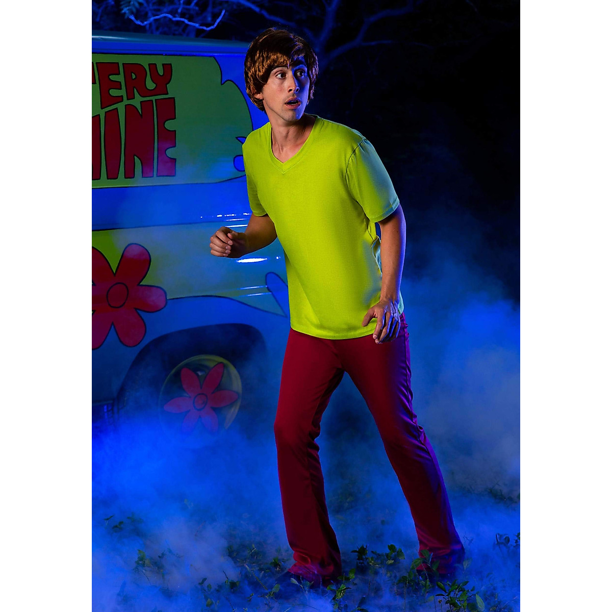 Scooby Doo Shaggy Costume for Men - Green Shirt and Maroon Pants - Hippie Detective Outfit for Halloween