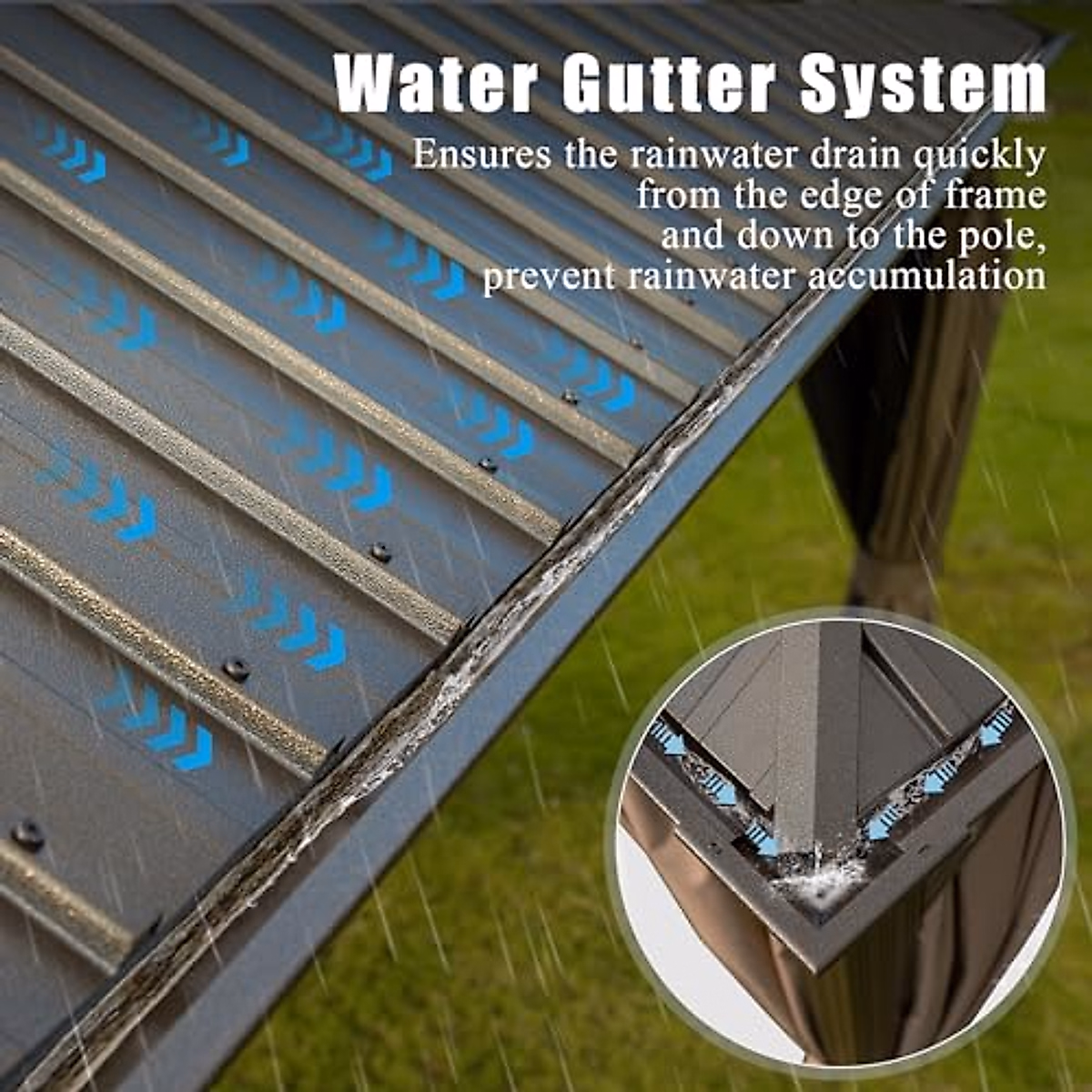 Domi Outdoor Living 12’ X 12’ Hardtop Gazebo, Outdoor Aluminum Frame Canopy with Galvanized Steel Double Roof, Outdoor Permanent Metal Pavilion with Curtains and Netting for Patio, Backyard and Lawn