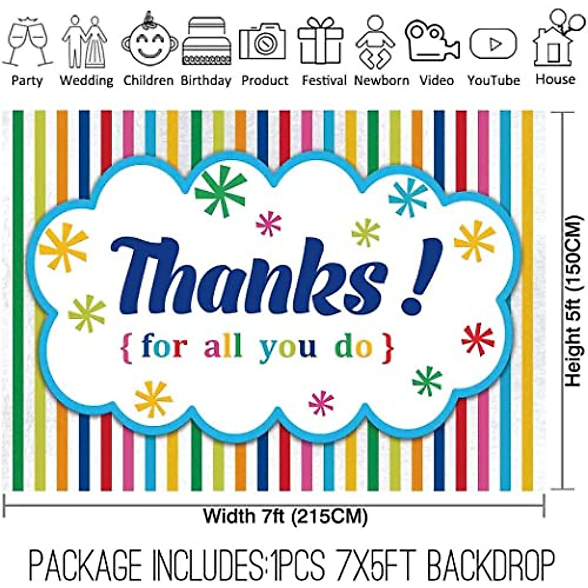 ZTHMOE 84x60inch Thanks for All You do Backdrop Staff Teachers Doctors Banner Nurses Day Photography Background Retirement Party Decorations Photo Booths