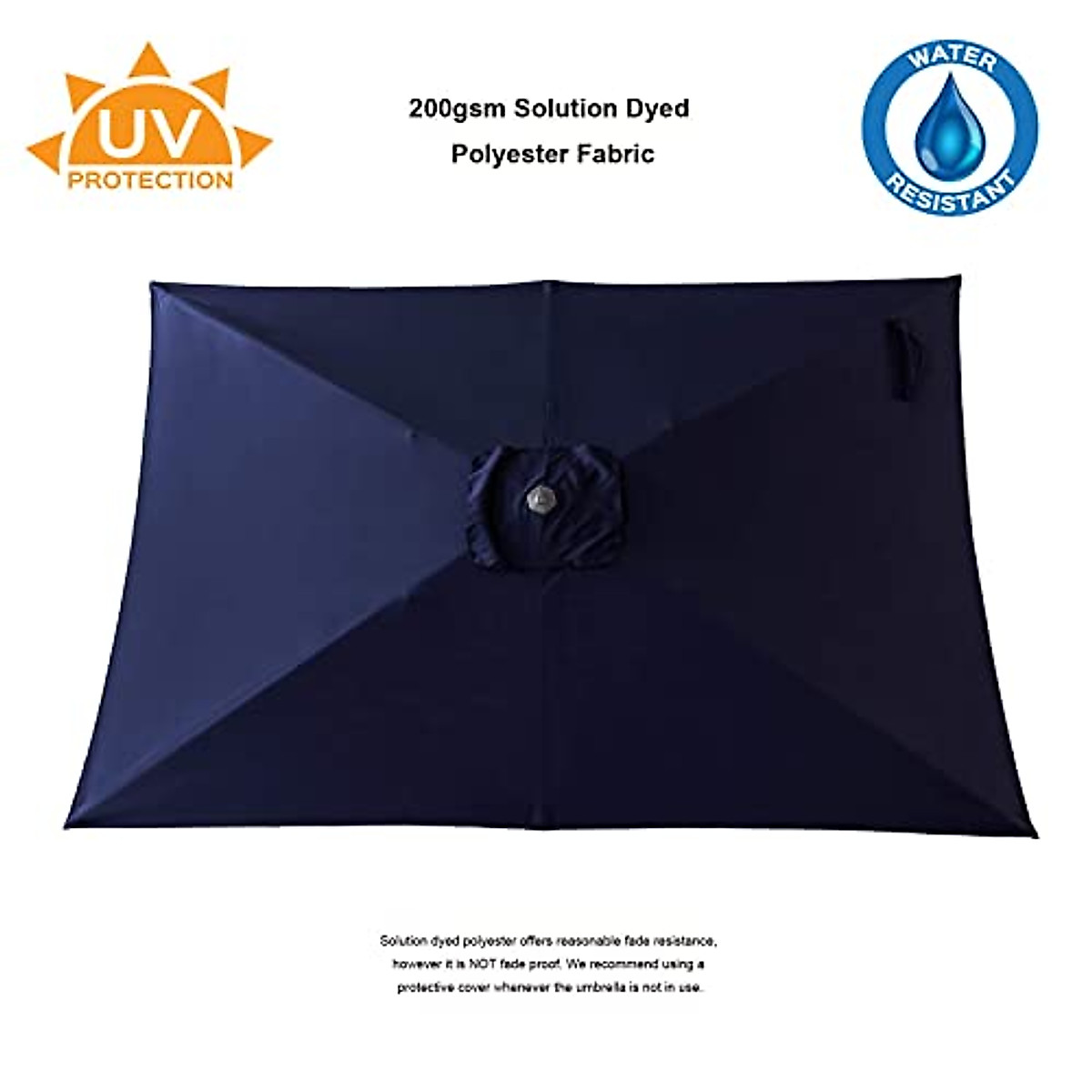C-Hopetree Rectangular Outdoor Patio Market Table Umbrella with Tilt 6.5 x 10 ft, Navy Blue