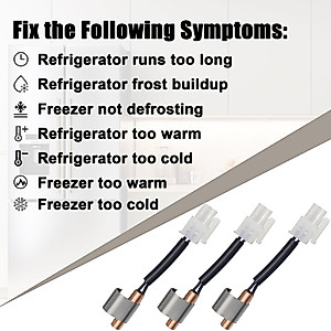 ZATUX 3 Pcs W10383615 Refrigerator Thermistor with Clip Compatible with Whir-lpool Freezers Replaces WPW10383615 AP6020675 PS11753994 EAP11753994 2118226