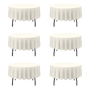 BRILLMAX 6 Pack Ivory Round Tablecloths 90 Inch - Circle Bulk Linen Polyester Fabric Washable Table Clothes Cover for Wedding Reception Banquet Birthday Party Buffet Restaurant