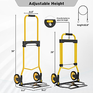 Oarlike Hand Truck, 220 lbs Capacity Dolly Cart with Silent Wheels, Industrial Folding Dolly for Moving, Transport in Warehouse, Supermarket, Garden, Home