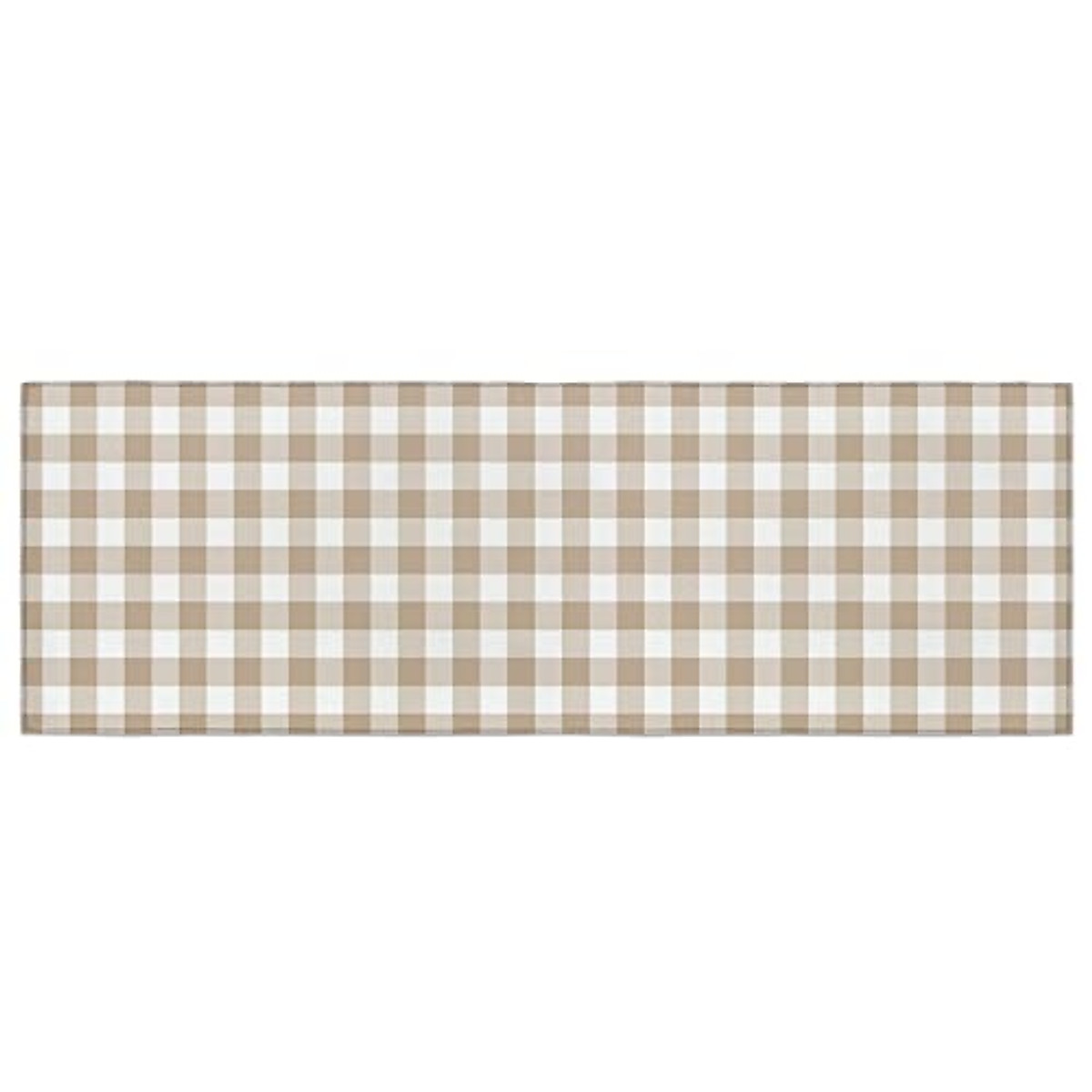Kitchen Runner Rug, Country Rural Style Khaki and White Gingham Buffalo Check Non Slip Runner Carpet Door Mats Floor Mat for Laundry Bedside Bathroom Bedroom 15.7"X47.2"