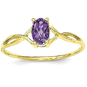 IceCarats 10K Yellow Gold Purple Amethyst Ring Gemstone Band February Birthstone Jewelry Size 7.00