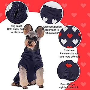 Kuoser Dog Sweater for Small Dogs, Small Dog Sweater for Girl Boy, Small Dog Knitted Sweater, Dog Christmas Sweater Pet Outfit, Cute Dog Sweater Dress Leash Hole for Pomeranian, Maltese (Blue S)