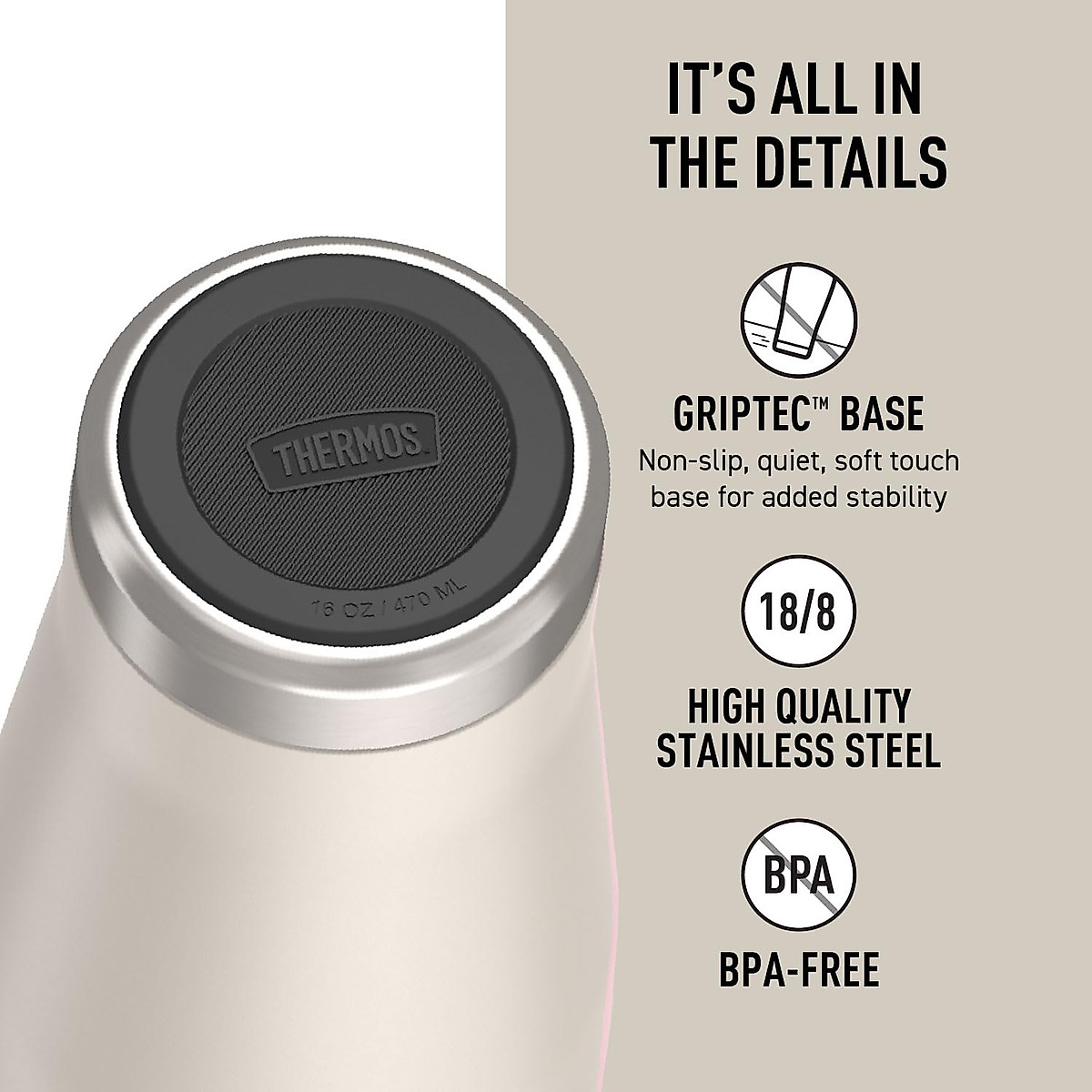 THERMOS ICON SERIES, Stainless Steel Tumbler, Sandstone, 16 oz