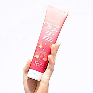 Pacifica Body Lotion – Strawberry Peach Hydrating Body Moisturizer Cream Hand Moisturizer w/Hyaluronic Acid, Lightweight, Clean Vegan & Cruelty-Free Dermatologist Tested, 5 fl oz