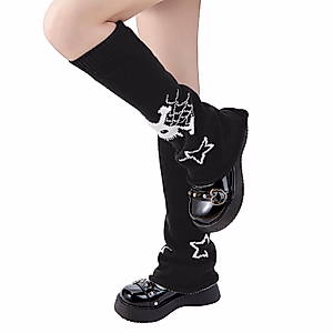 Leg Warmers for Women Girls Kawaii Y2K Leg Warmers Cutecore Gyaru Leg Warmers Goth Lolita Accessories Skull AB One Size