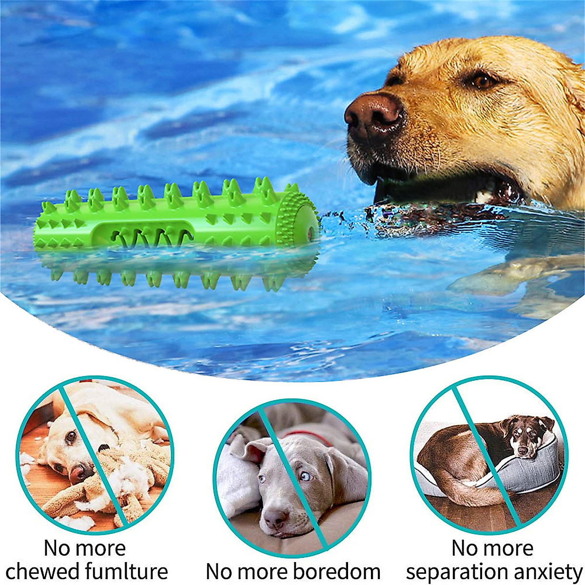 Aboutbaby Dog Chew Toy, Durable Rubber Dogs Squeaky Toys for Aggressive Chewers, Indestructible Puppy Toys for Training and Cleaning Teeth, Interactive Pet Toys for Small Medium Dog