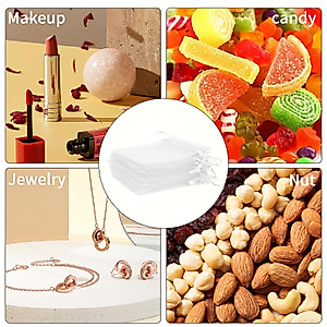 Organza Bags, White Organza Bags, 50Pcs, Sheer Organza Bags 3 x 4 inch, Jewelry Gift Bags, Party Favor Bags with Drawstring, Mesh Gift Pouches Mini Candy Bags for Wedding Christmas Party