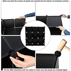 C&AHOME Cube Storage, 9-Cube Bookshelf, Plastic Closet Cabinet Organizer, DIY Stackable Bookcase, Modular Shelving Units Ideal for Home, Office, Kids Room, 36.6" L x 12.4" W x 48.4" H Black SHS3009A