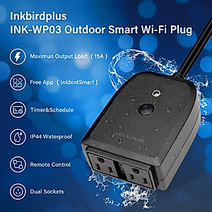 Inkbird Outdoor Light Timer Controller Waterproof WiFi Outdoor Light Outlet, 2 Sockets, Compatible with Alexa and Google Assistant