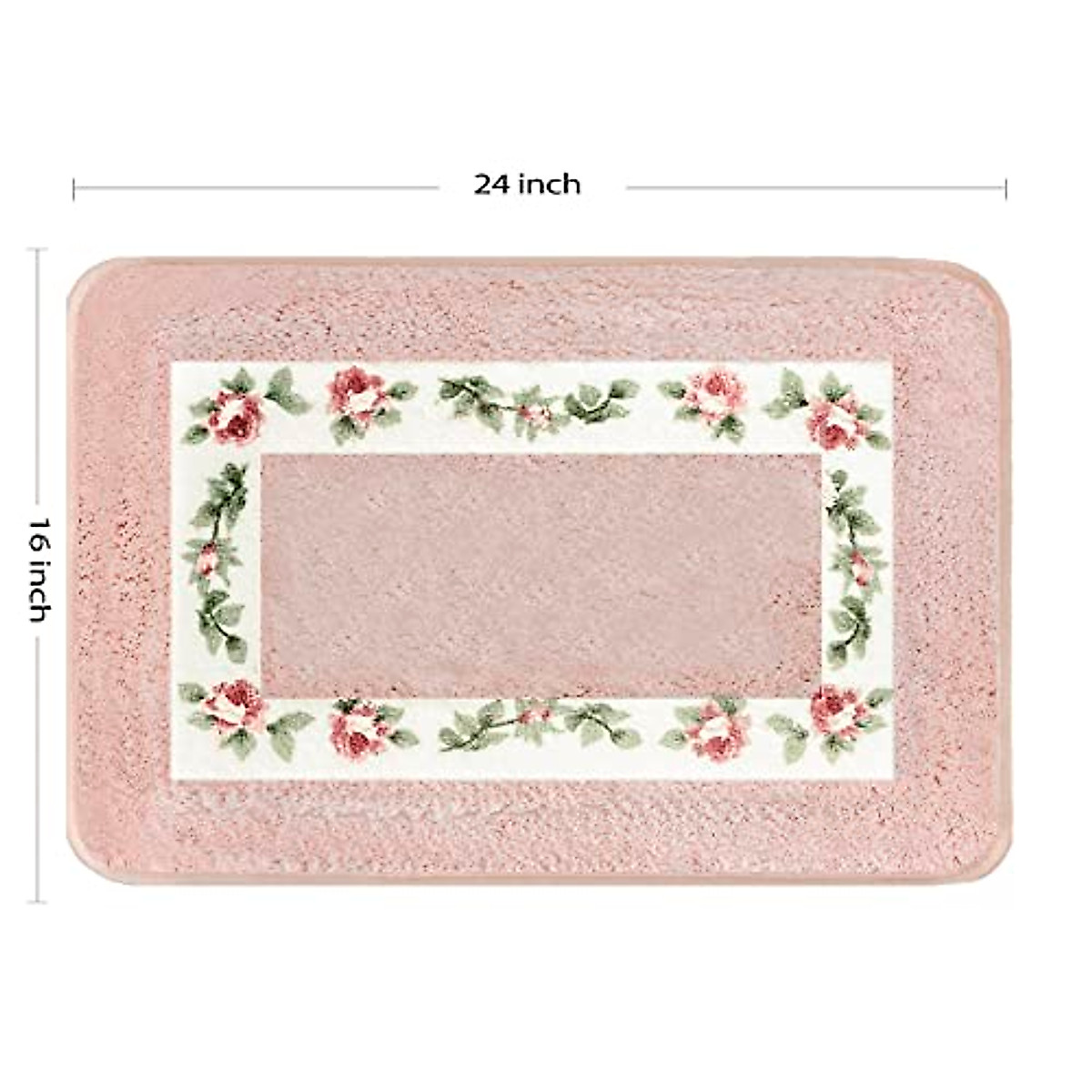 SADDROP Pretty Floral Rural Style Romantic Rose Flower Rug Shaggy Area Rugs Soft Non-Slip Doormat Floor Mat Bath Mat Bathroom Shower Rug Bedroom Living Room Carpet (Pink, 16in*24in)