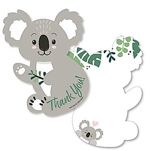 Big Dot of Happiness Koala Cutie - Shaped Thank You Cards - Bear Birthday Party and Baby Shower Thank You Note Cards with Envelopes - Set of 12