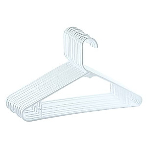 60 Pack White Plastic Hangers Made in USA with Bar Hooks, for All Clothing Types, Closet Organizer, 60 Pk Lightweight Standard Tubular Hanger Notch Less for Organizing