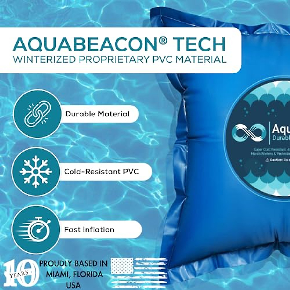 Aquabeacon Pool Pillow 4' X 4' Ultra Thick & Super Durable Premium Above Ground Pool Winter .4mm Thick and Cold-Resistant. Rope Included