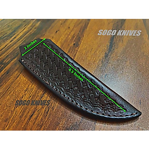 SOGO KNIVES Leather Knife Sheath For Belt, Slanted Sheath, Tooled Leather Sheath, Beautiful 8 TO 9 inches Hunting Knife fixed blade Leather Cover 100% Real Leather (BROWN)