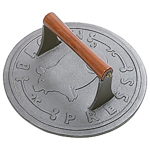 Norpro 8.75-Inch Cast Iron Bacon Press with Wood Handle, Round
