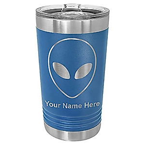 LaserGram 16oz Vacuum Insulated Pint Tumbler, Alien Head, Personalized Engraving Included (Dark Blue)