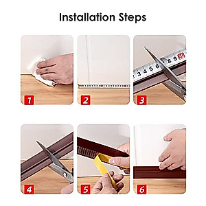 Home Office Under Door Draft Stopper, Strong Adhesive Door Sweep, PVC Door Bottom Seal Strip Noise Blocker, Easy to Cut, Gray