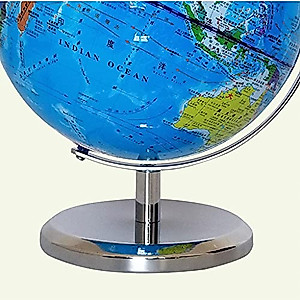geographic globe Global 9.8" Blue Ocean World Globe With Metal Base Desktop Earth Globe Educational Geography Globes Of Earth For Kids & Adult world globe gift (Diameter 7.8"+ar) (