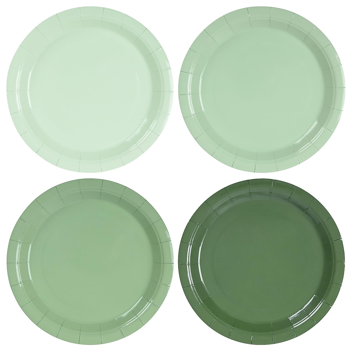 AimFun Sage Green Paper Plates Gradient Green Party Plates 7”Disposable Round Dessert Plates for Birthday Wedding Bridal Baby Shower Christmas Party Supplies 4 Colors (48, Sage Green)