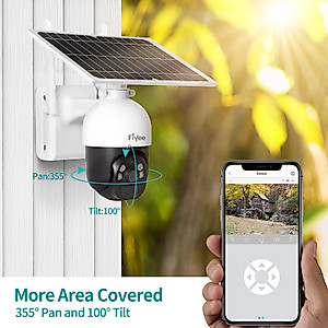 FIYEE Non-WiFi 4G Cellular Security Camera Wireless Outdoor Solar Powered, 1080P HD Spotlight Color Night Vision, 2-Way Talk, Cloud Sotrage, Include 64GB TF Card