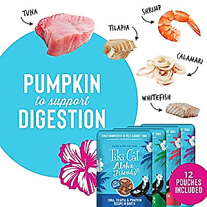 Tiki Cat Aloha Friends Variety Pack, Seafood Flavors with Pumpkin, Wet, High-Protein & High-Moisture Cat Food, For All Life Stages, 3 oz. Pouch (Case of 12)