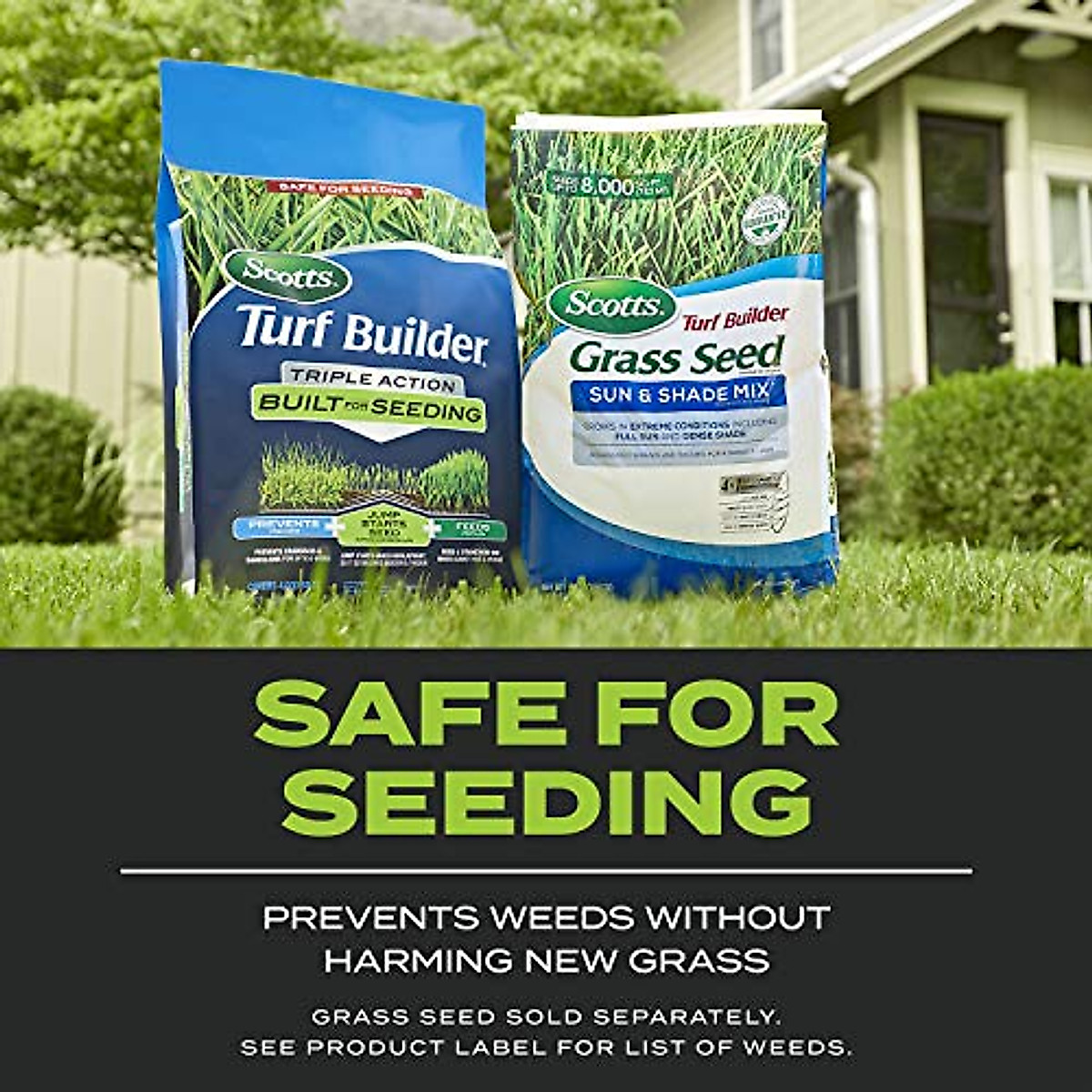 Scotts Turf Builder Triple Action Built For Seeding: Covers 4,000 sq. ft., Feeds New Grass, Lawn Weed Control, Prevents Crabgrass & Dandelions, 17.2 lbs.