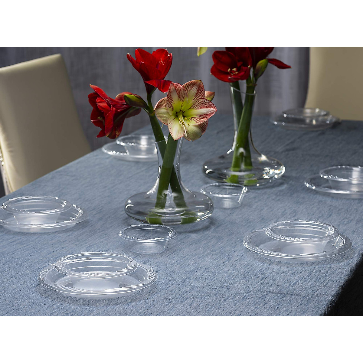 PLASTICPRO 10'' inch Premium Crystal Clear Disposable Plastic Dinnerware Party Plate Pack of 40