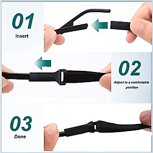 VINSONSI Glasses Strap - 3 Pcs Adjustable Eyeglass Strap and 3 Pcs Glasses Cloth Combination set - suitable for Men's and Women's Eyeglass Straps, Kids Eyeglass Straps, Sunglass Straps