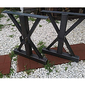 28 inch Metal Bench and Dining Legs Set of 4| Trestle-Shape Heavy Duty Table Legs Metal Couch Legs Furniture Legs| Black Metal For Wood Stone Glass Tabletops| Metal Legs for Coffee Table (16 inch)