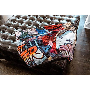 Street Fighter II: The World Warrior Plush Throw Blanket | Cozy Sherpa Wrap Covering For Sofa, Bed | Super Soft Lightweight Fleece Blanket | Geeky Home Decor | 45 x 60 Inches