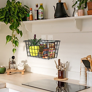 Panghuhu88 4Pcs Wall Wire Baskets Baskets Storage Baskets Hanging Wire Basket Cabinet Door Storage Metal Wall-Mounted Containers Metal Freezer Organizer bins For Kitchen,Pantry,Shelf