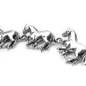 Heavy Horses Sterling Silver HORSE Link Bracelet