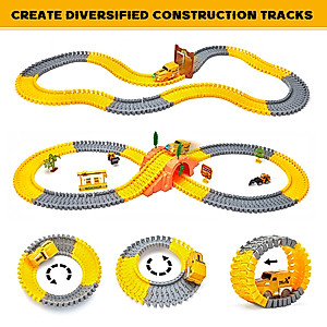 OR OR TU Toys for Boys 5-7, Race Track for Toddlers 3-5, 342Pcs Construction Toys for Boys Kids Car Track Toy Train Set Flexible Gift for 3 4 5 6 7+ Years Old