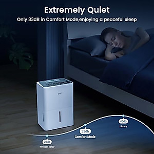 DuraComfort Dehumidifiers For Home With Hose,Up to 1000 Sq.Ft Dehumidifier for Basement Bedroom Bathroom,Suitable for various small rooms,white