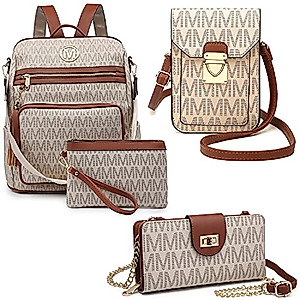 MKP Women Fashion Backpack Wallet Purse 4 Sets