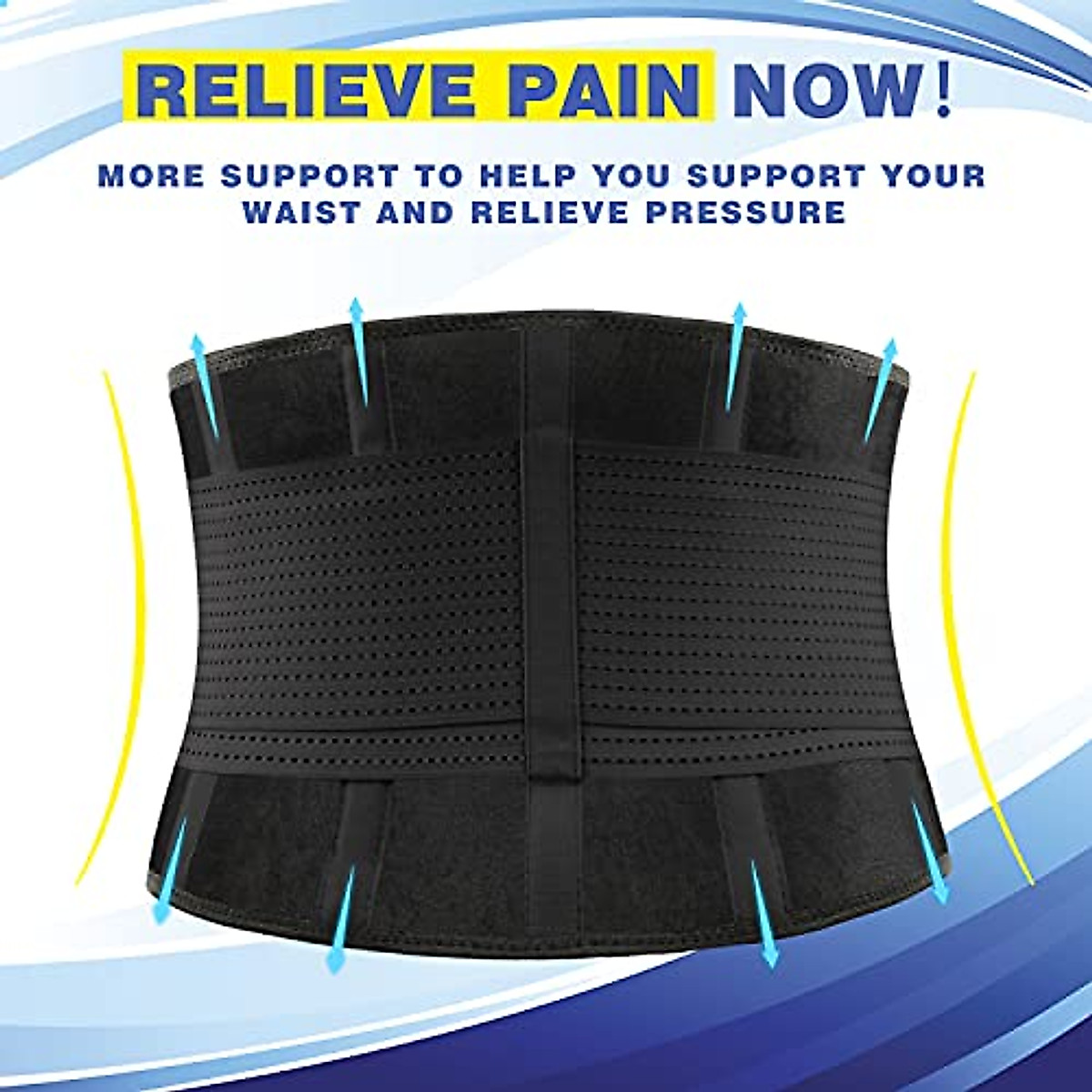 Back Brace Lumbar Support Belt - Relief Back Pain, Sciatica, Herniated Disc, Scoliosis and More - Back Support to Improve Posture, Keep Back Straight for Men and Women (Black, 6XL/(65''-76''))