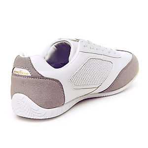 Goodyear Octane Racing Sneaker for Men, Pair, Athletic Auto Racing Footwear with Non-Slip EVA Rubber Soles, Vegan Leather Upper, Mesh Lining - White/Grey/Size: 9