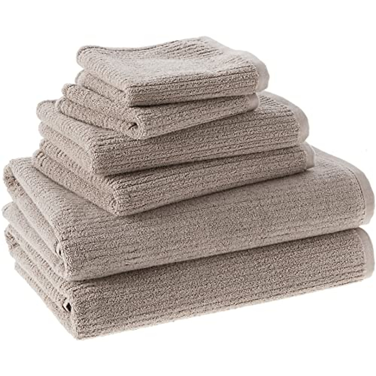 Amazon Aware 100% Organic Cotton Ribbed Bath Towels - 6-Piece Set, Taupe