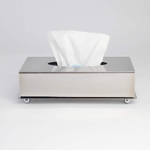 kimzcn Rectangular Tissue Box Cover - Stylish Stainless Steel Paper Facial Cover, Modern Metal Tissue Box Holder for Bedroom/Bathroom/Vanity/Countertop/Office, Polished Finish