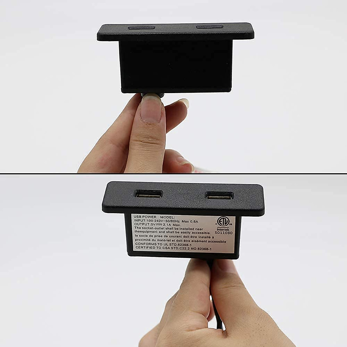 Powered USB Hub Socket Recessed USB Power Outlet Power Gromment 2 USB 2.1A Mounted into Bed Desk Table