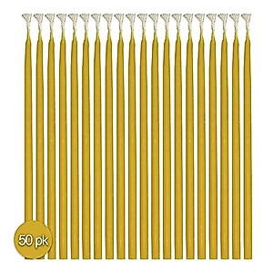 Hyoola Beeswax Birthday Candles – 50 Pack - Natural Dripless Decorative Candles with Long Lasting Burn – Elegant Taper Design, Soothing Scent – 6” Tall – Handmade in The USA