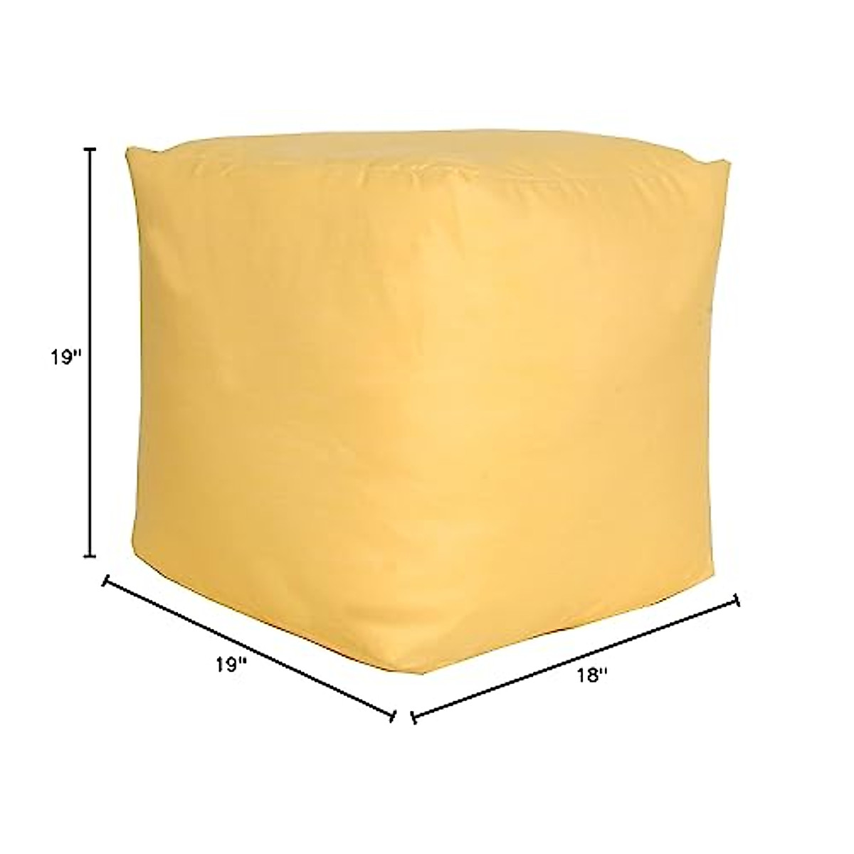 RULU Ottoman Outdoor/Indoor Sunbrella Bean Bag Pouf 19"x19"x18"H Buttercup